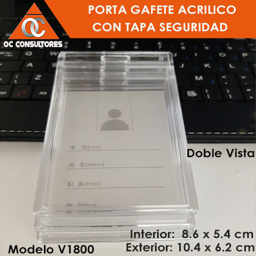 Mica Porta Gafete Plástico Rigido | Acrílico Vertical Horizontal